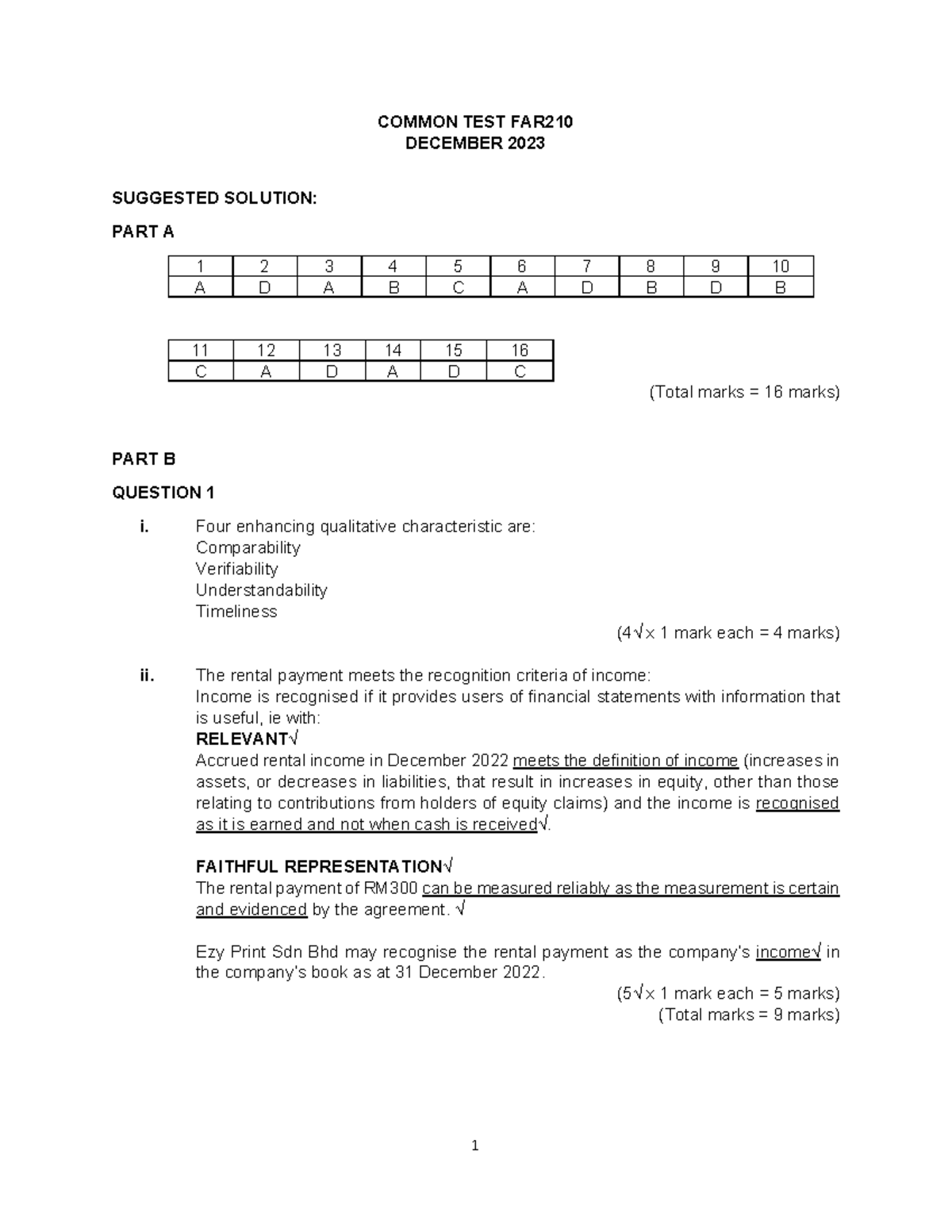 FAR210 CT Dec 2023 Suggested Solutions for Common Test Far - Studocu