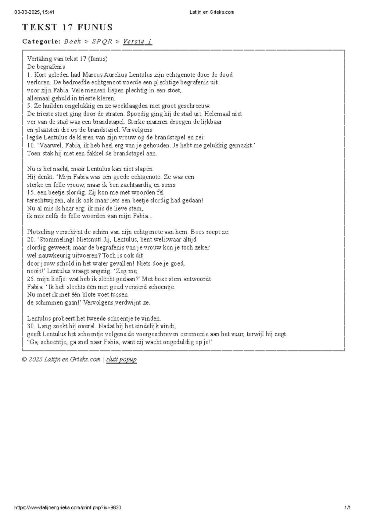 SPQR 17: Vertaling van de Begrafenis in Latijn en Grieks - Studeersnel