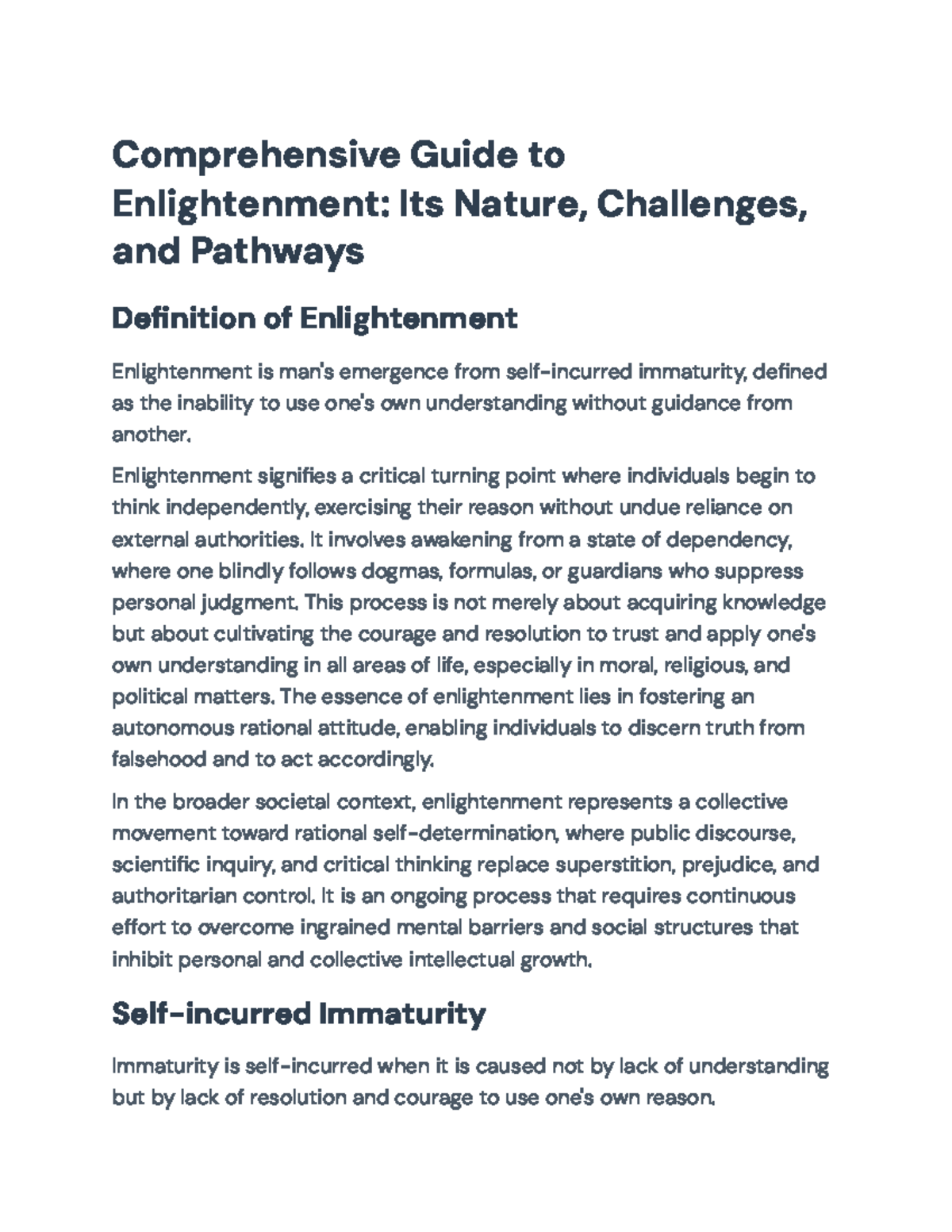 Comprehensive Guide to Enlightenment: Challenges & Pathways - Studocu