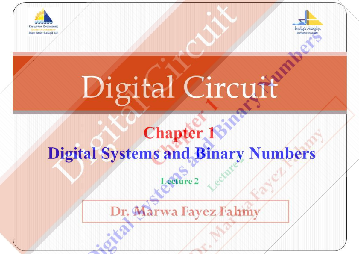 ELE121 Lecture 2: Digital Circuit Systems and Binary Codes - Studocu