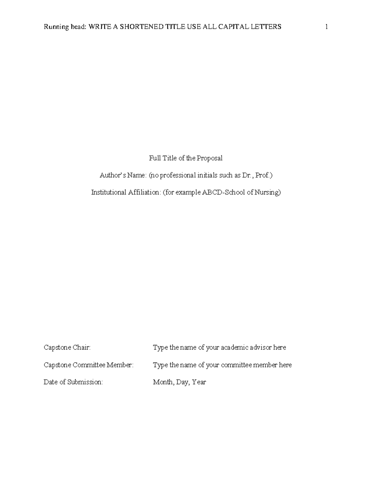 Capstone Project Proposal Template in APA 6th Edition Format - Studocu