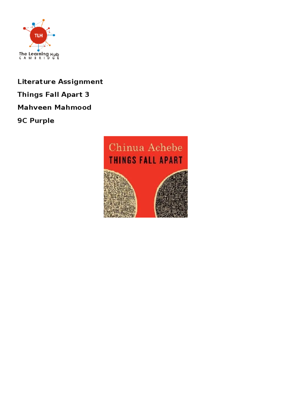 English Literature Assignment: Analysis of Things Fall Apart (0500 ...
