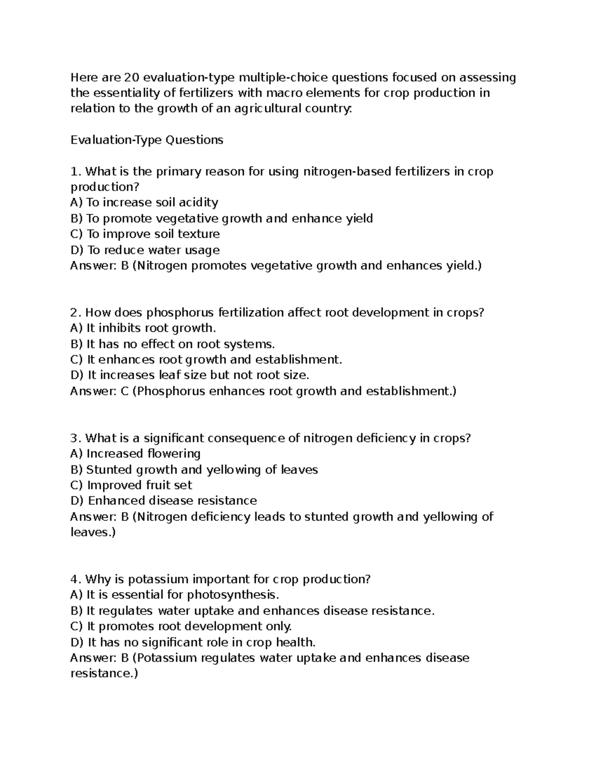 C - Question and answer - Here are 20 evaluation-type multiple-choice ...