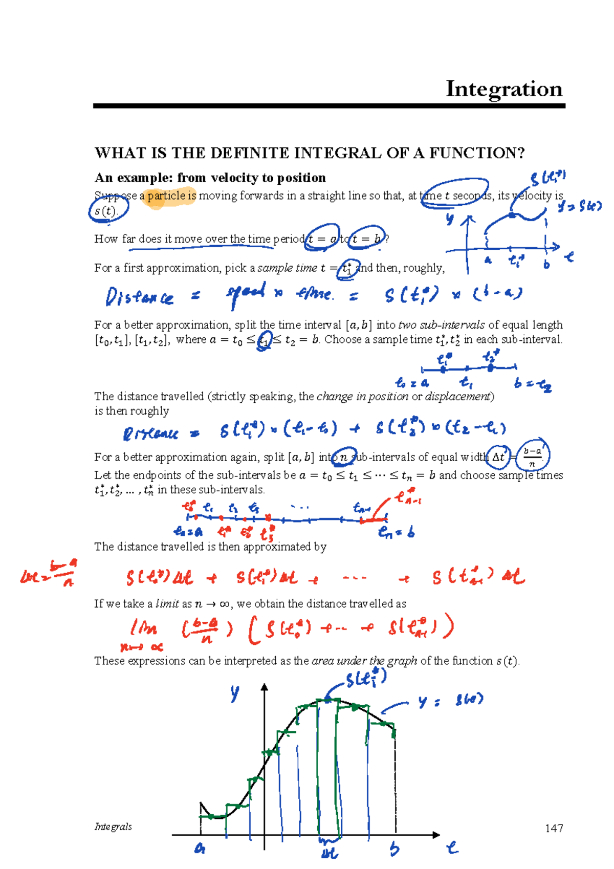 MTH1020 LECTURE NOTES INTEGRATION PART 1 - Integrals 147 Integration ...