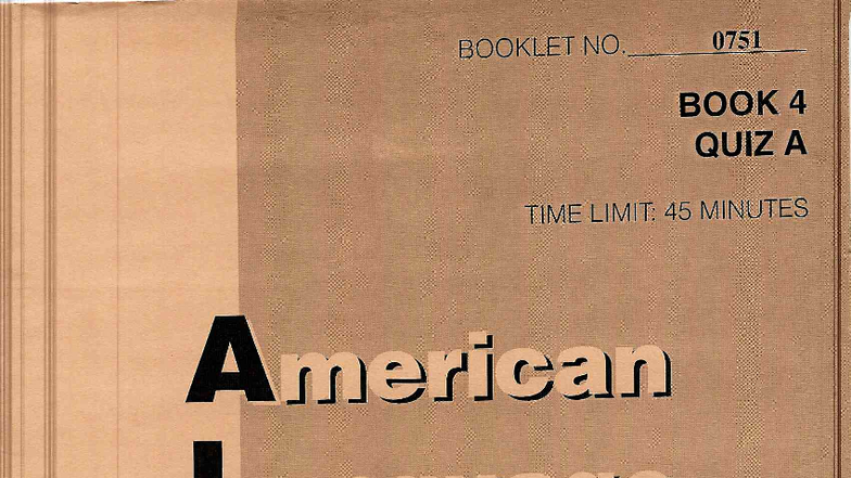 ALC BOOK 4 - examen - BOOKLET NO. 0751 BOOK 4 QUIZ A TIME LIMIT: 45 ...