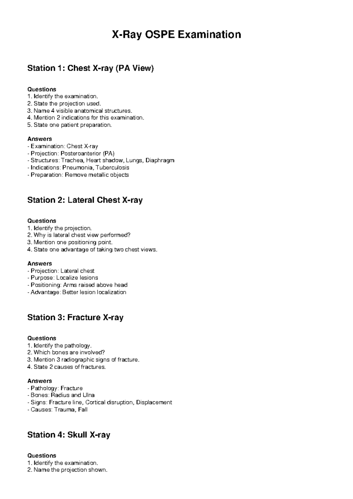 X-Ray OSPE Examination Guide - Studocu