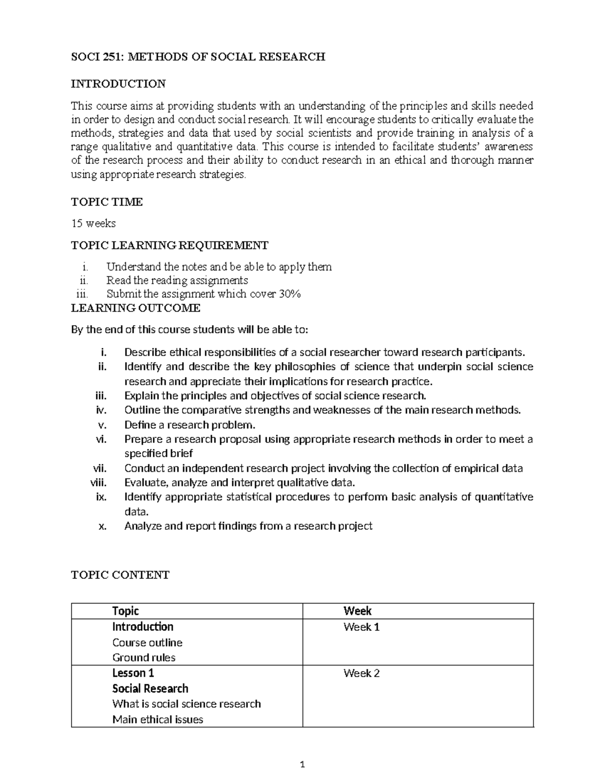 SOCI 251: Lecture Notes on Social Research Methods and Ethics - Studocu