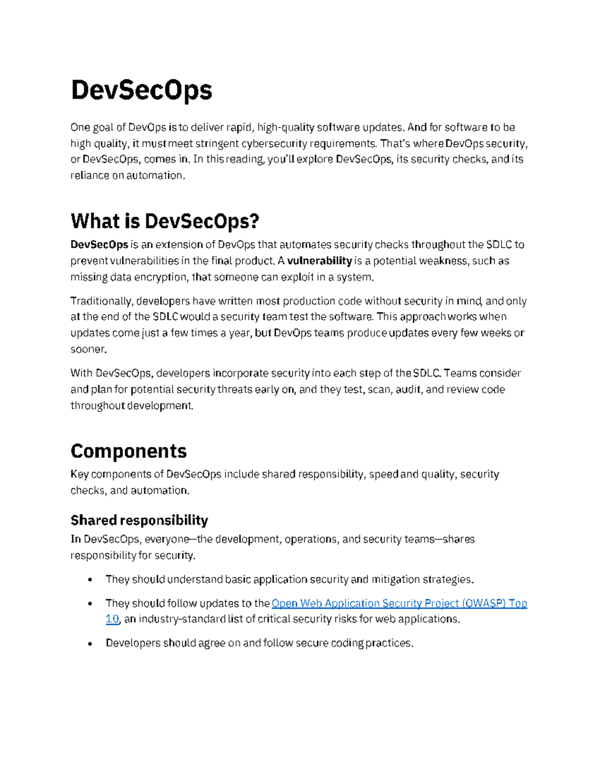 DevSecOps Overview: Integrating Security in DevOps Practices - Studocu