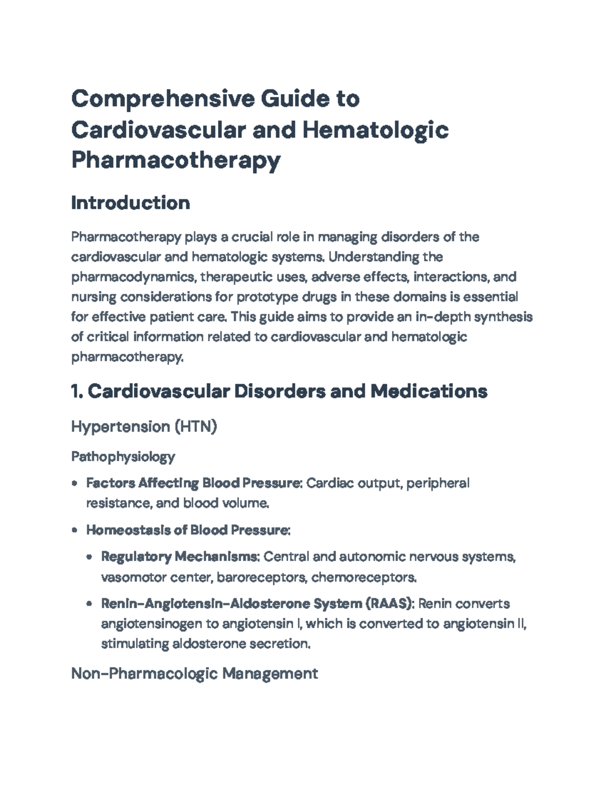 Pharmacotherapy Guide for Cardiovascular and Hematologic Disorders - Comprehensive Guide to ...