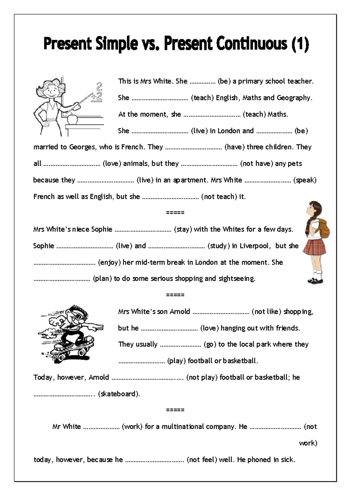 Present Simple vs Continuous Practice - English Lesson Notes - Studocu
