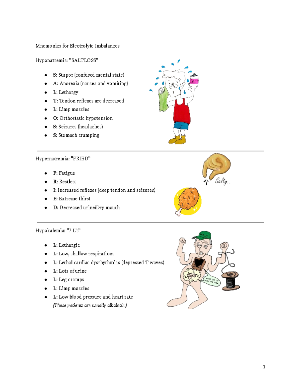 Mnemonics for Electrolyte Imbalances: Key Concepts Explained - Studocu