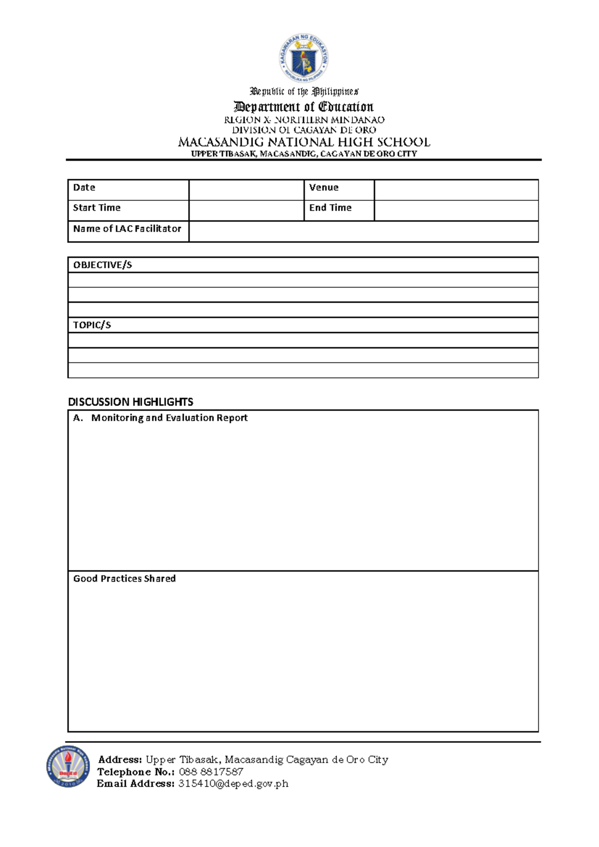 LAC-Documentation-Tool - Address: Upper Tibasak, Macasandig Cagayan de ...