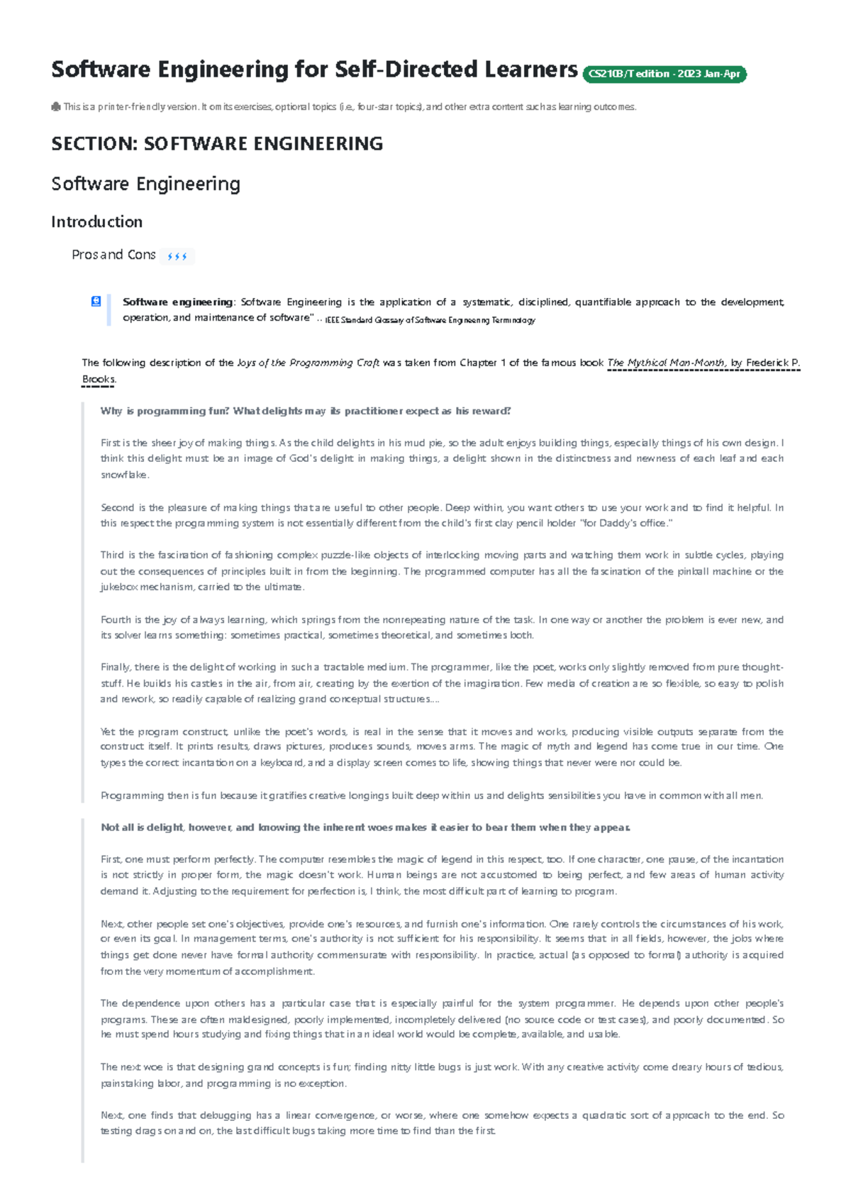 CS2103 T - Software Engineering for Self-Directed Learners [Printable ...