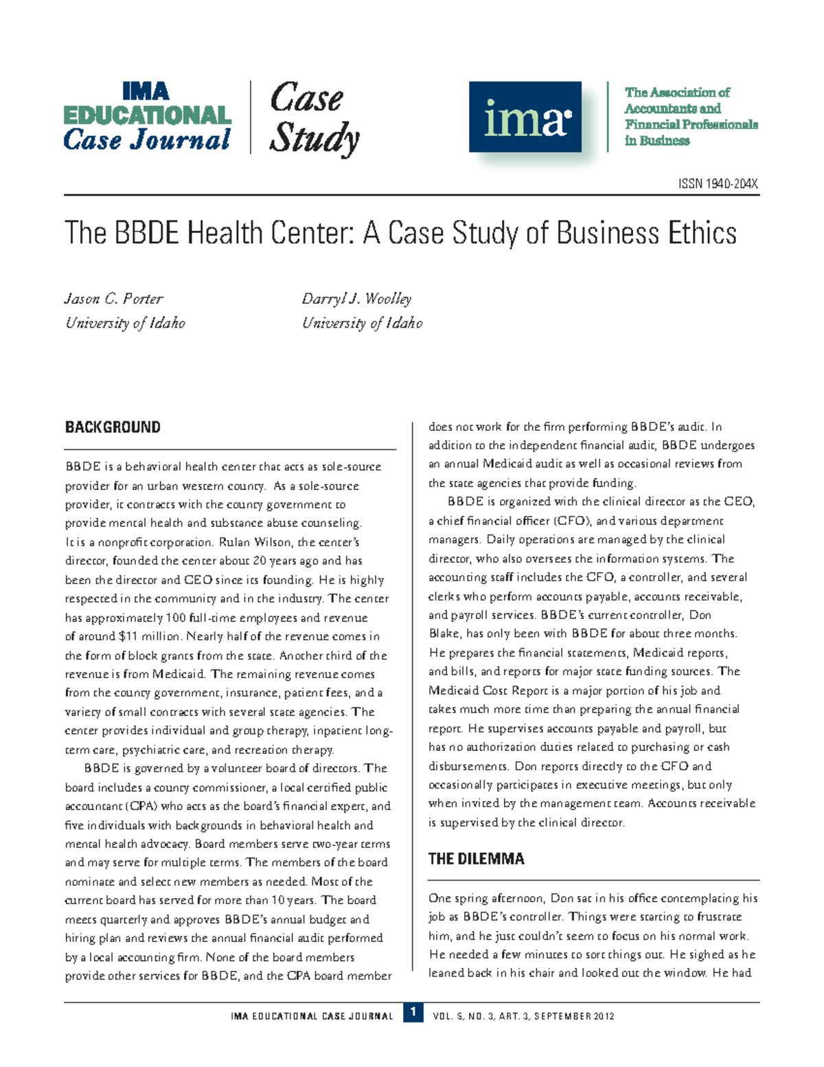 BBDE Health Center: A Case Study on Business Ethics and Governance ...
