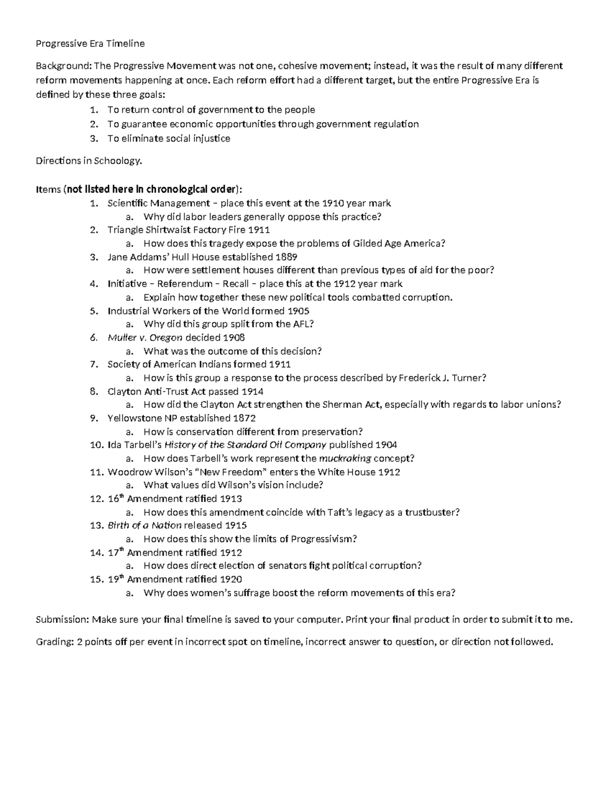 Progressive+Era+Timeline - Progressive Era Timeline Background: The ...