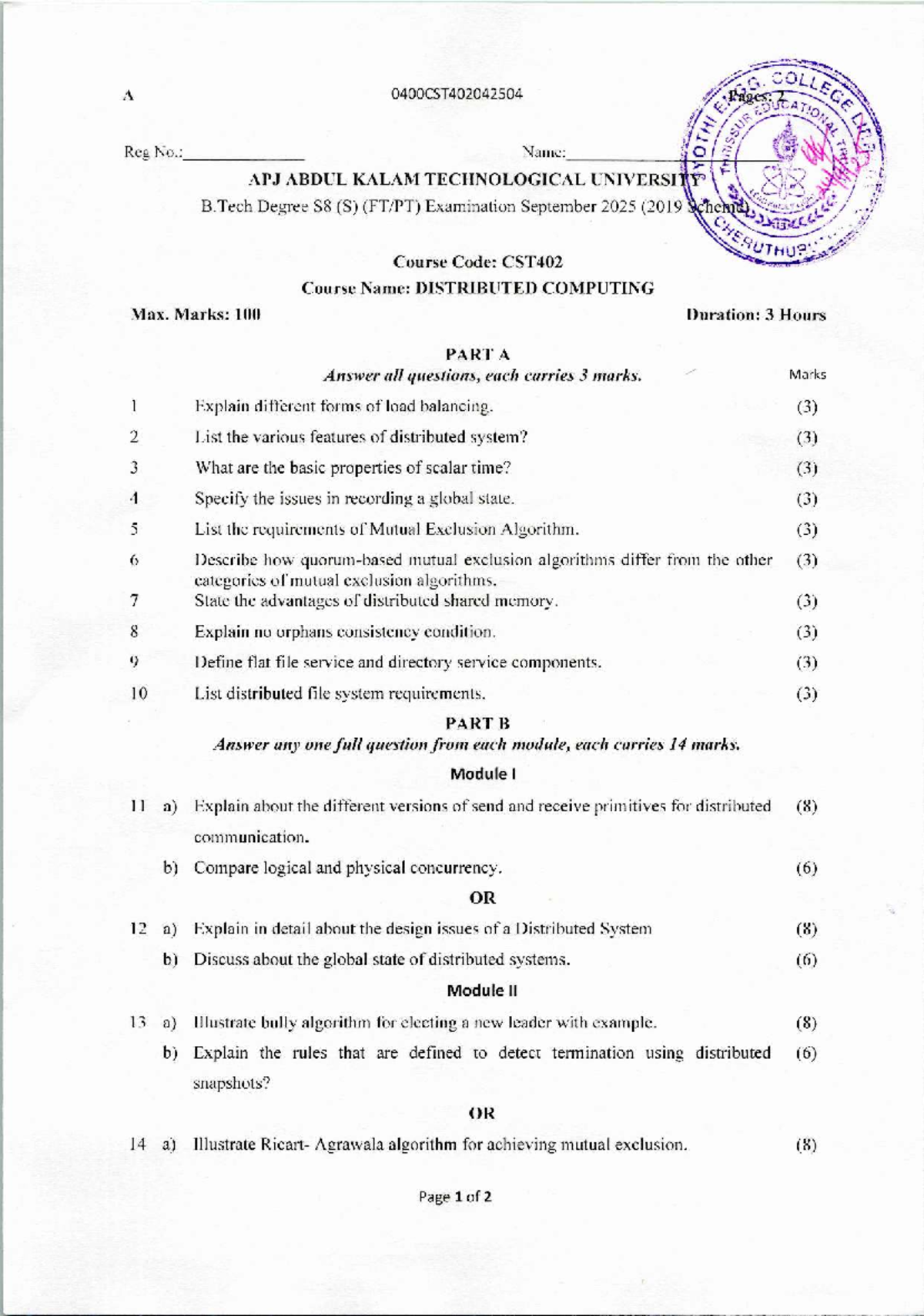 CST402 Distributed Computing Final Exam Questions and Answers - Studocu