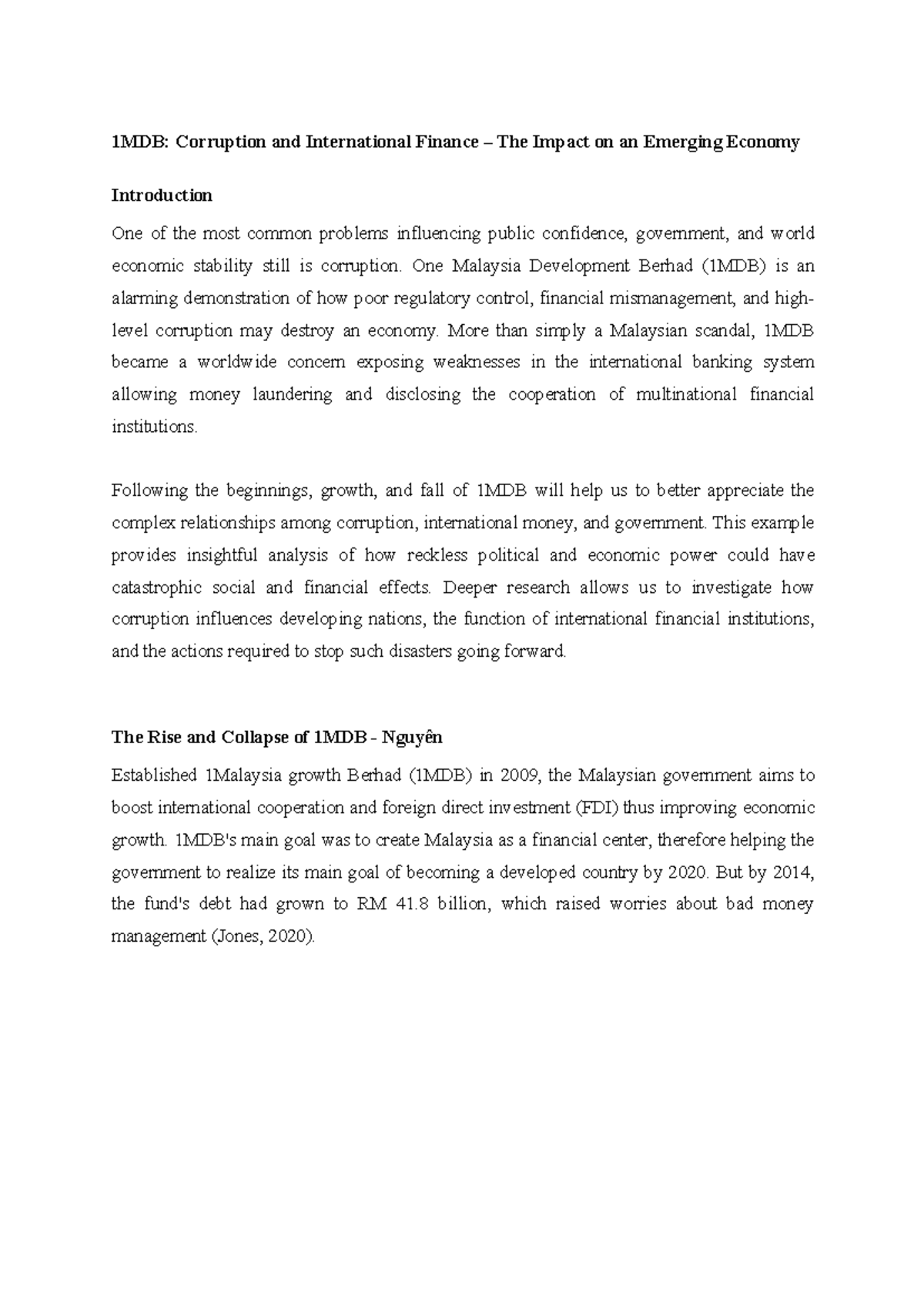 1MDB Case Study: Corruption and Its Impact on Emerging Economies - Studocu