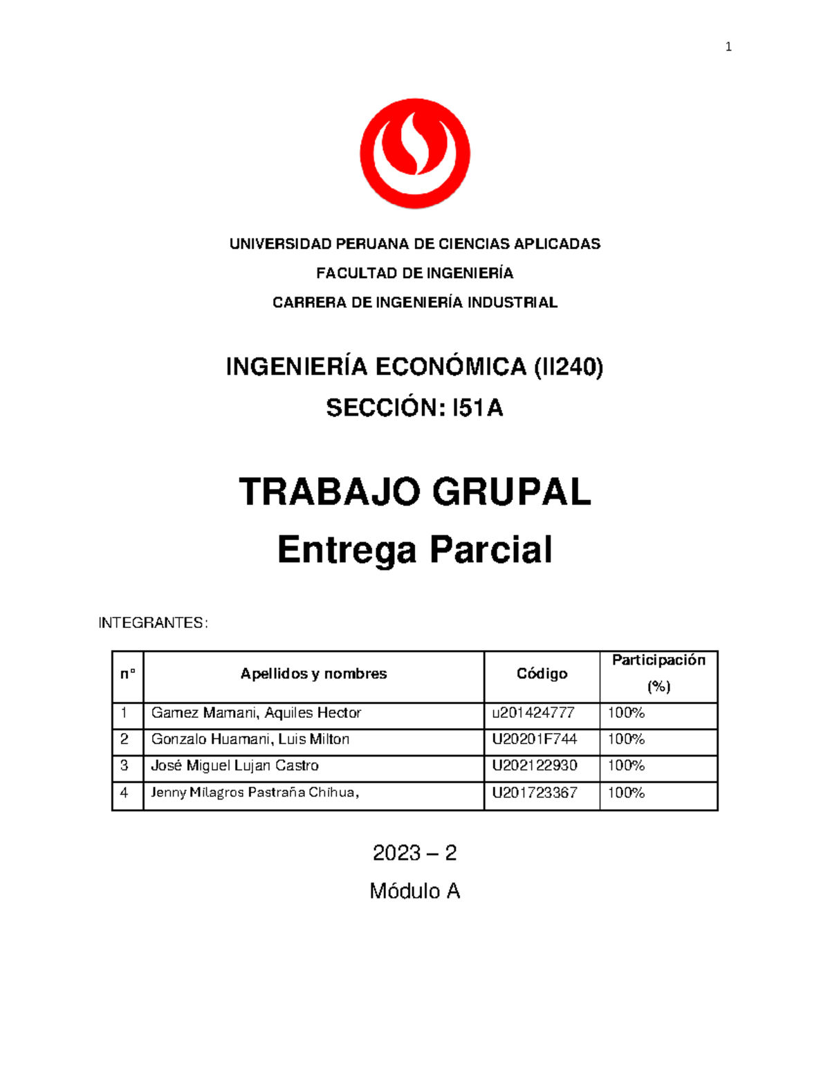 TP II240 - Ingeniería Económica: Soluciones para LACARGO 2023 - Studocu