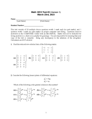Math 1ZC3 - Mc Lean - T1 - V4 - TERM TEST MATH 1ZC All sections Version ...