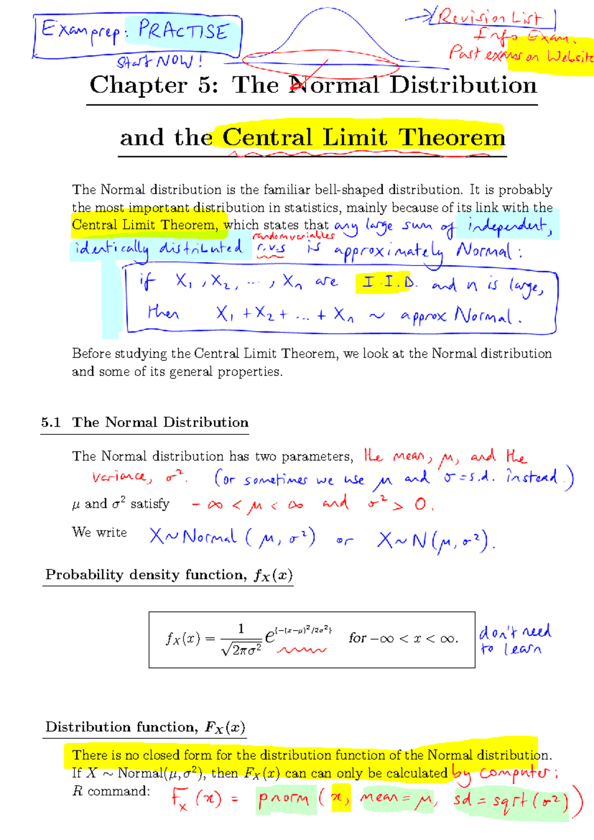 Central limit theorem and distributions notes explained - Chapter 5 ...