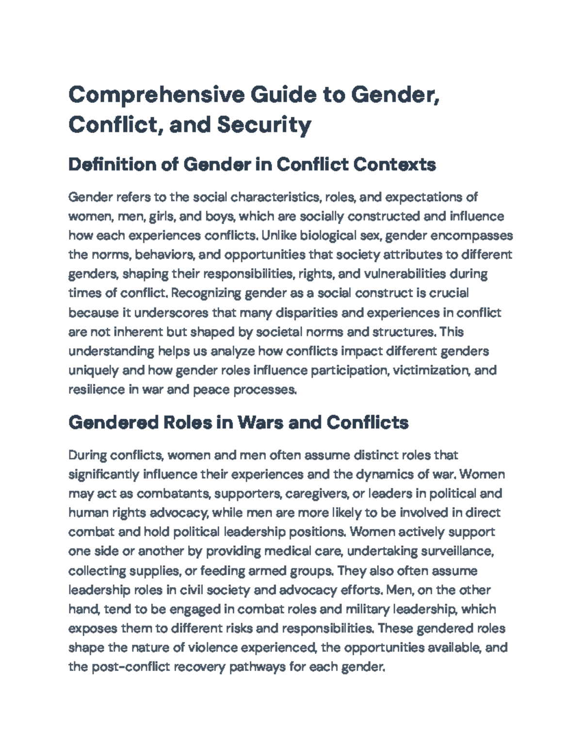Comprehensive Analysis of Gender in Conflict & Security Studies (GCS ...
