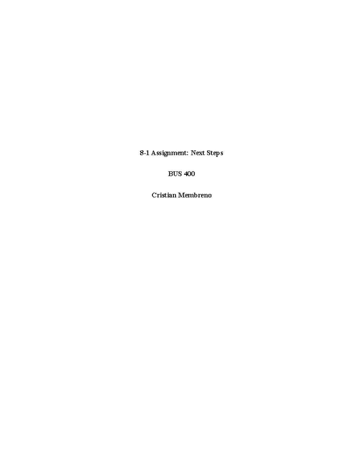 BUS 400 Assignment: Business Continuity Plan Overview - Studocu