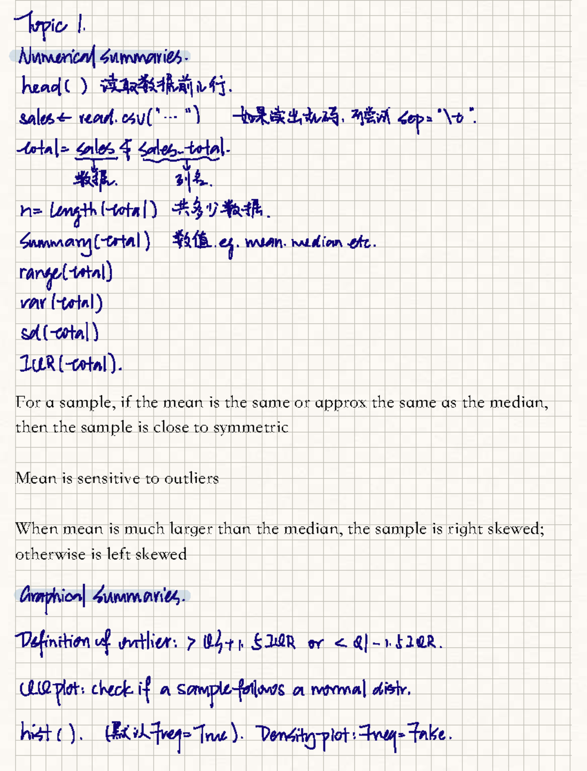 DSA1101 Lecture Notes: Analyzing Mean, Median, and Scatterplots - Studocu