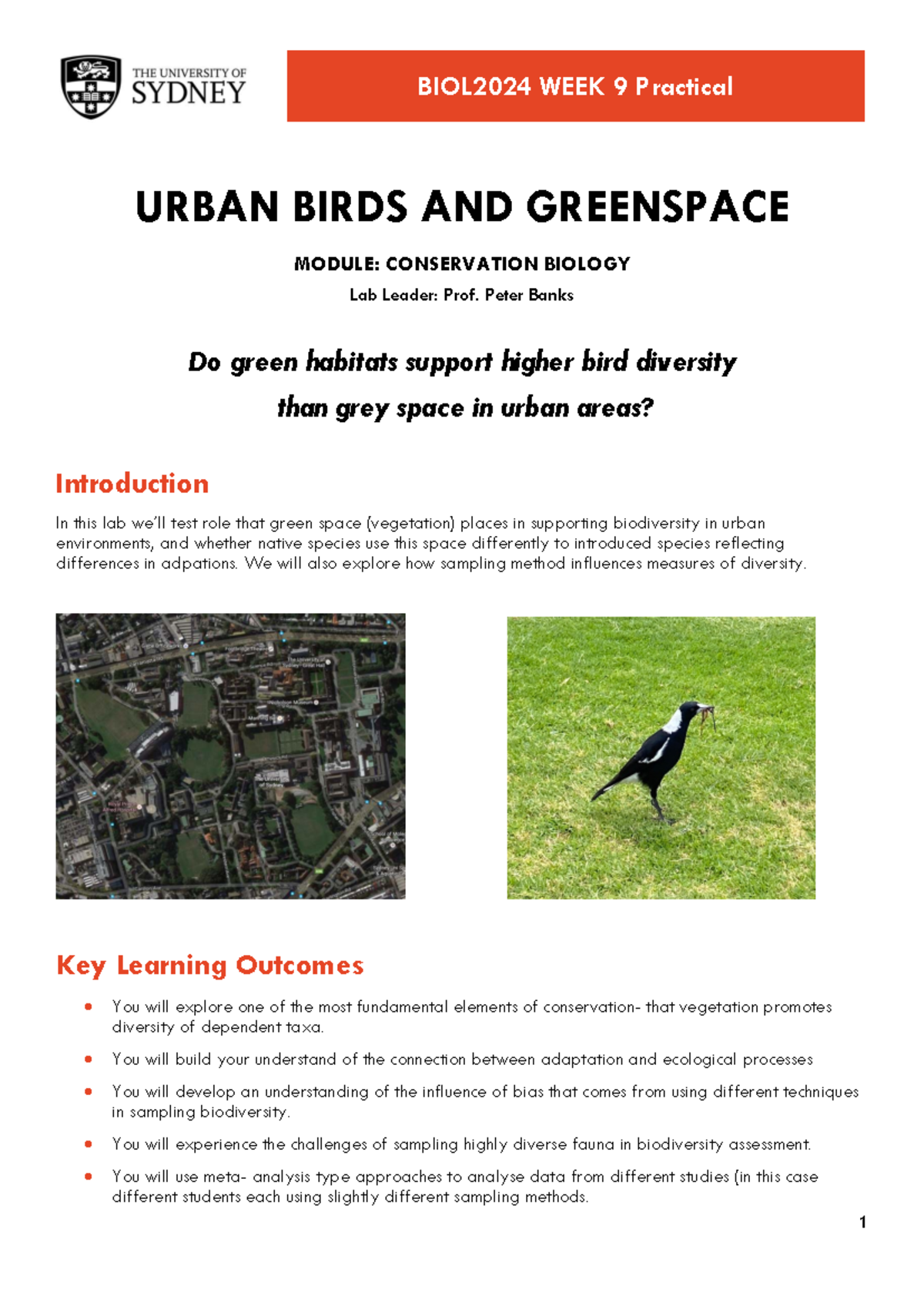 BIOL2024 Week 9 Lab: Urban Birds & Greenspace Conservation Study - Studocu