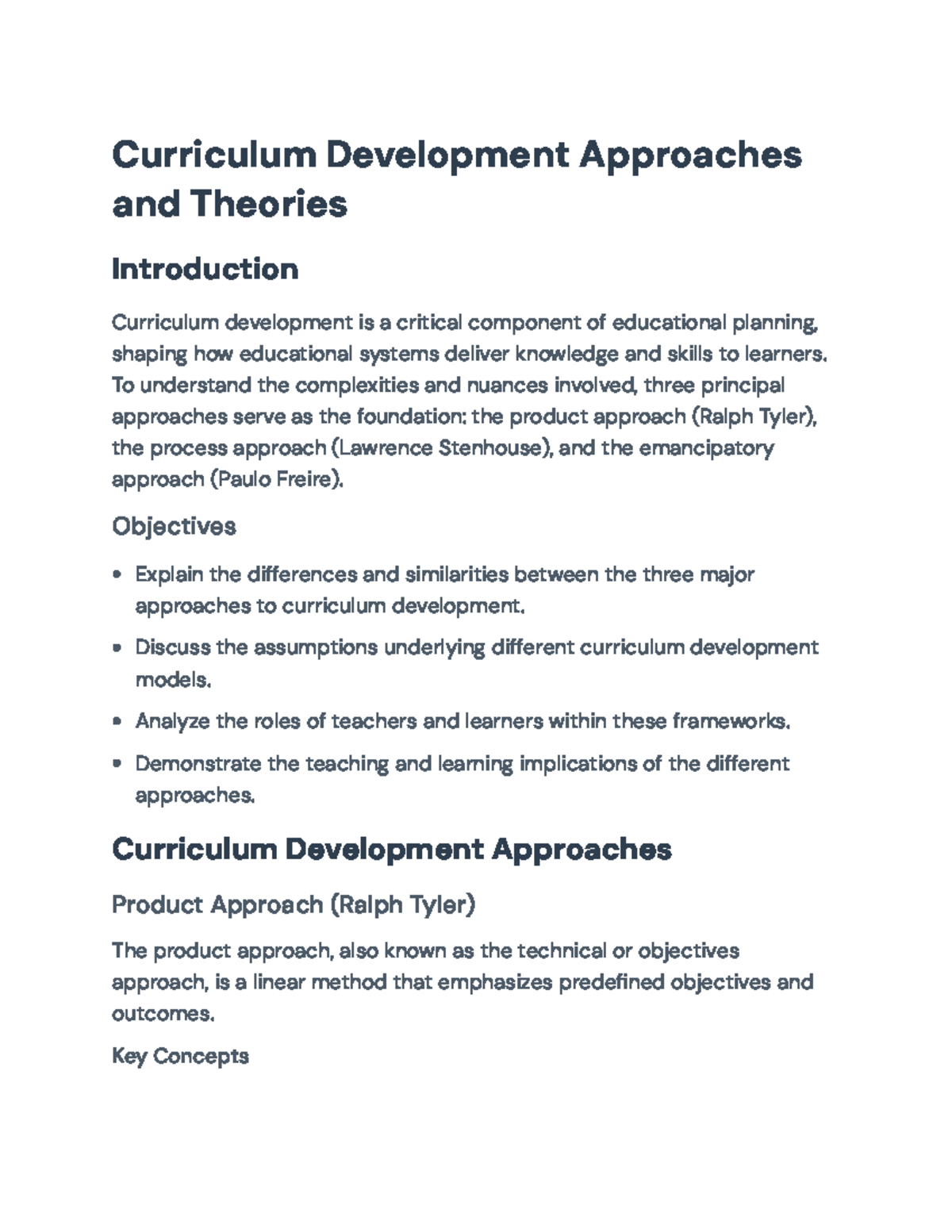 Curriculum Development Approaches (EDU 301): Theories & Models ...