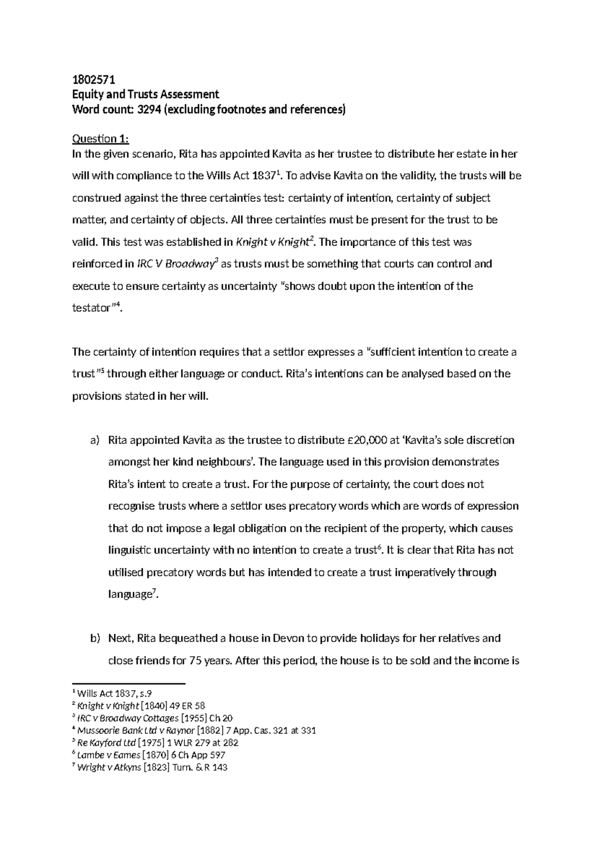 Equity assessment - Problem and essay question answer - 1802571 Equity ...