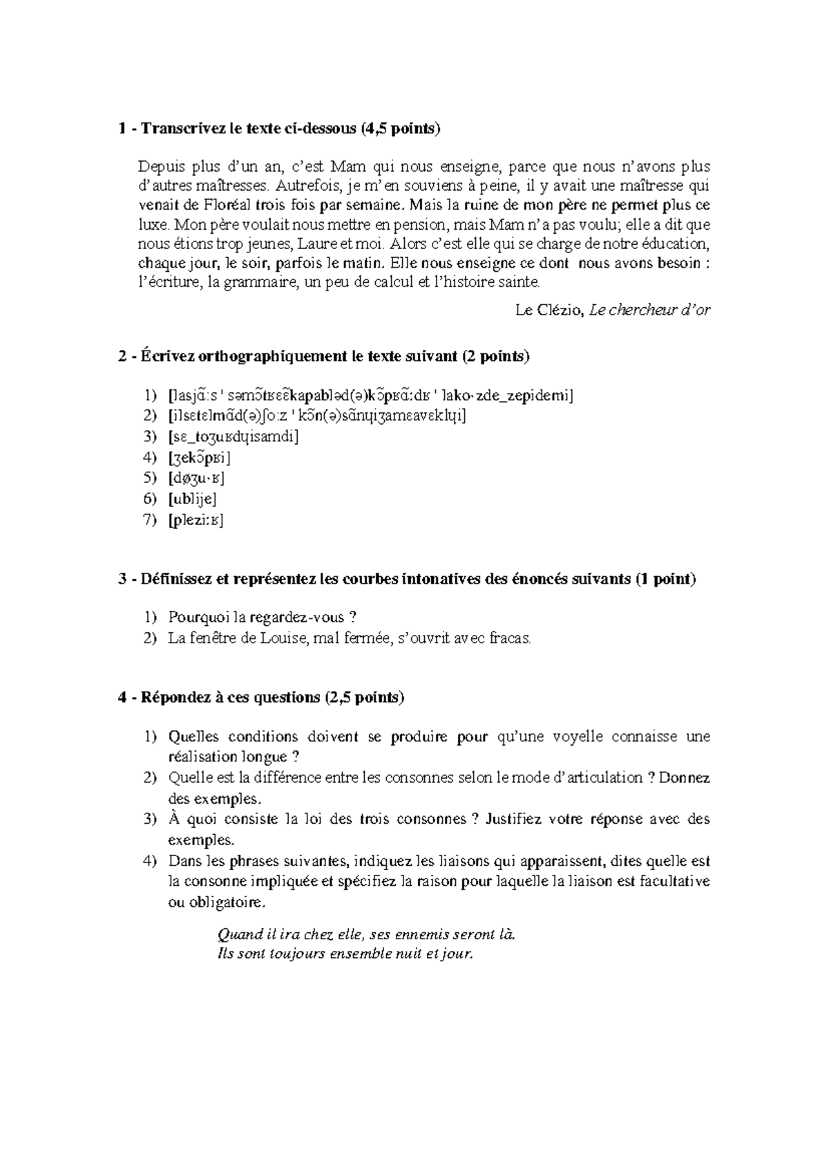 1 Modèle d'Examen de Phonétique (FRA 101) - Studocu