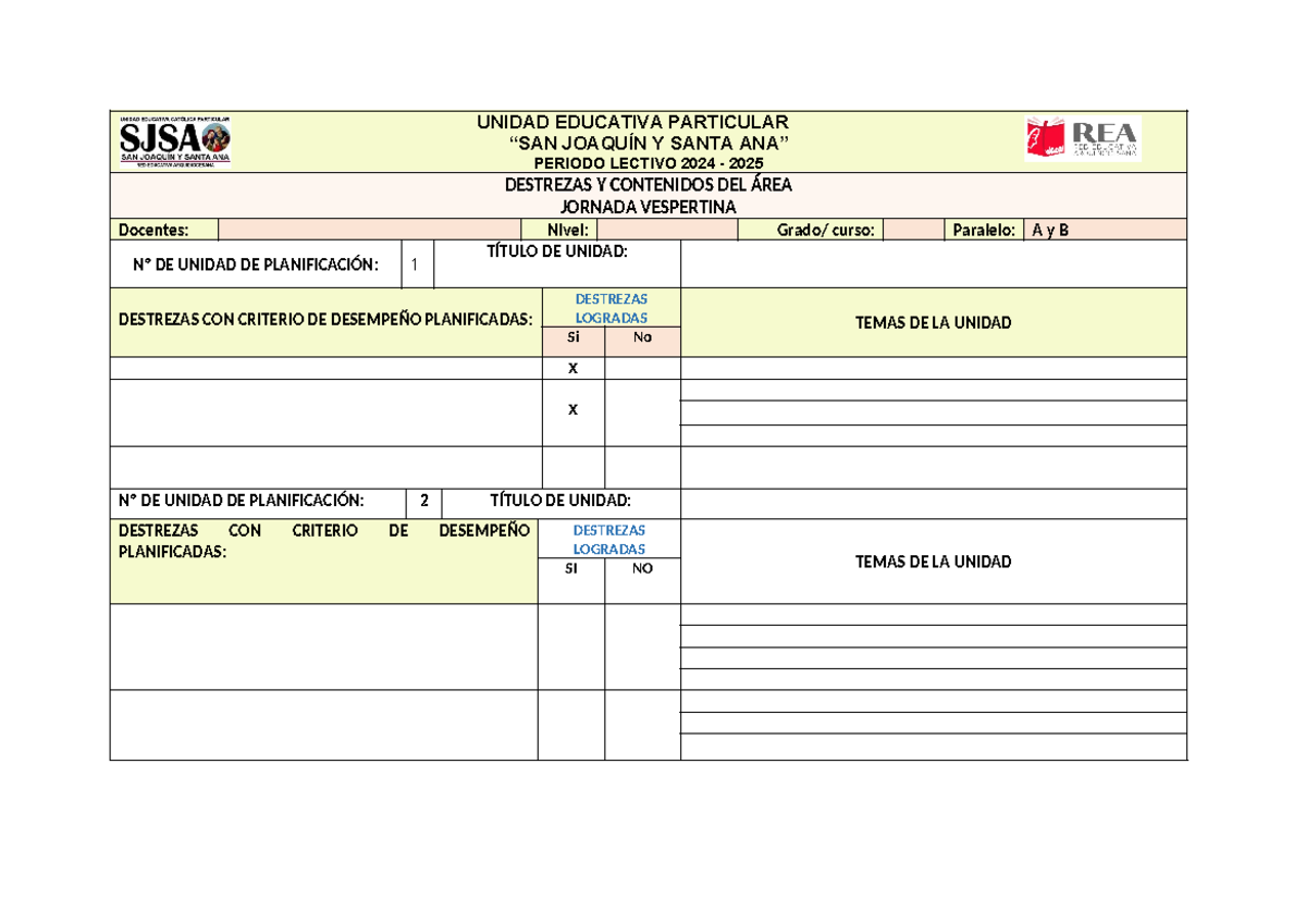 Informe de Planificación de Destrezas y Contenidos 2024-2025 - Studocu