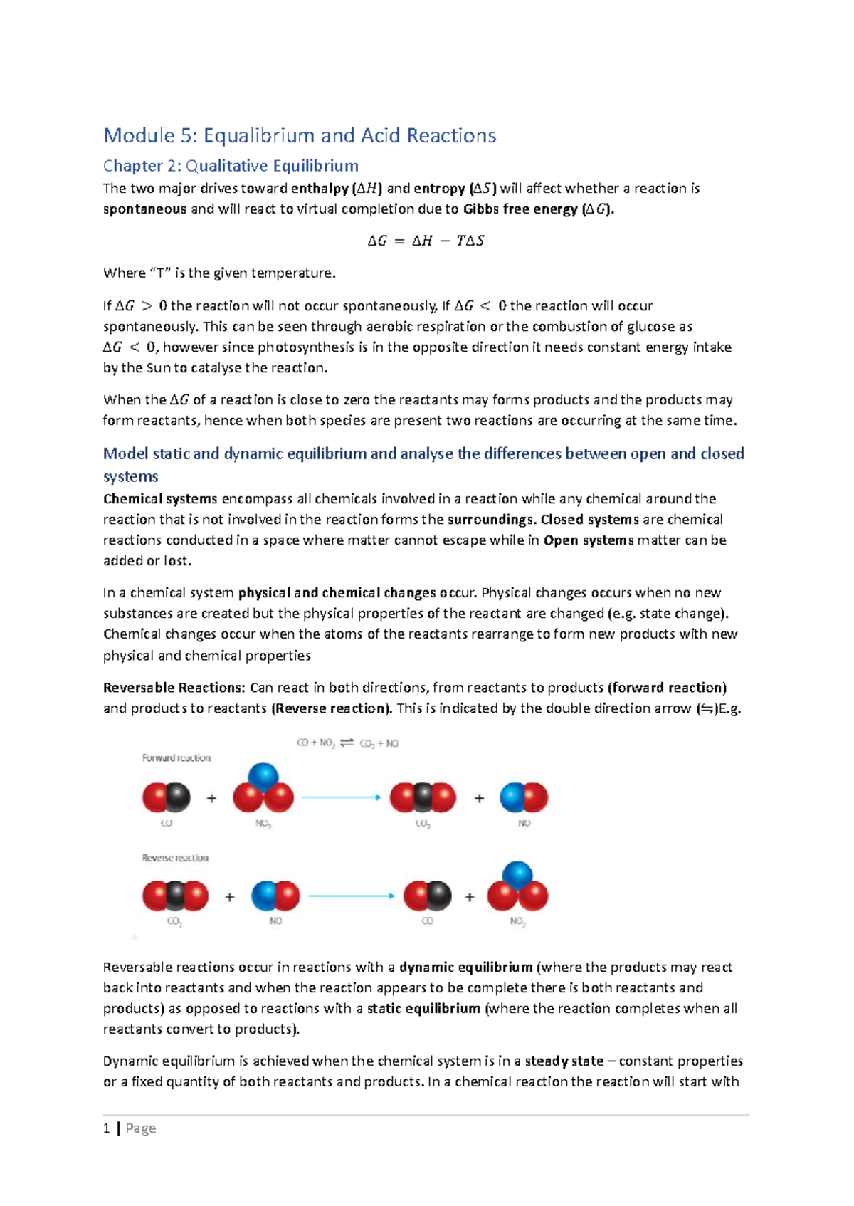Module 5: Equilibrium and Acid Reactions - Chem Notes - Studocu
