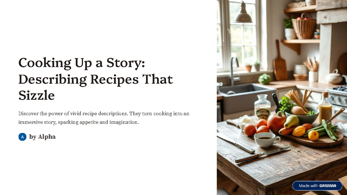 Cooking Up a Story: Crafting Vivid Recipe Descriptions - Studocu