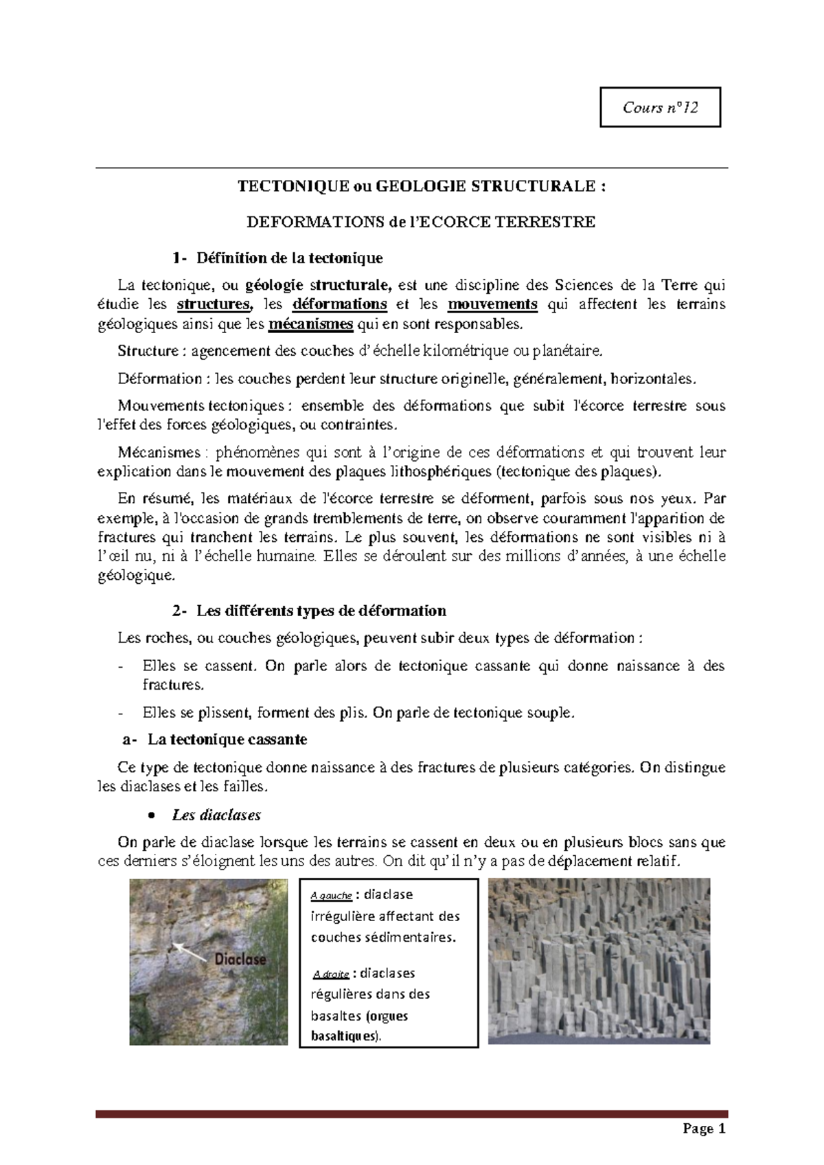 Cours n°12 : Tectonique et Géologie Structurale - Déformations ...