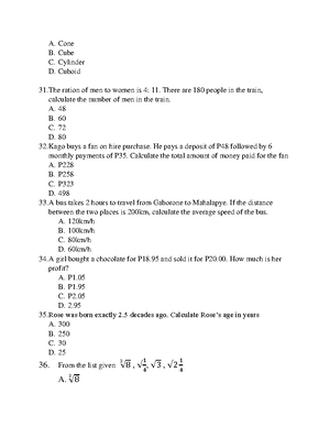 Maths JCE 2018 Paper 2 - Revision - introductory to mathematics - Studocu