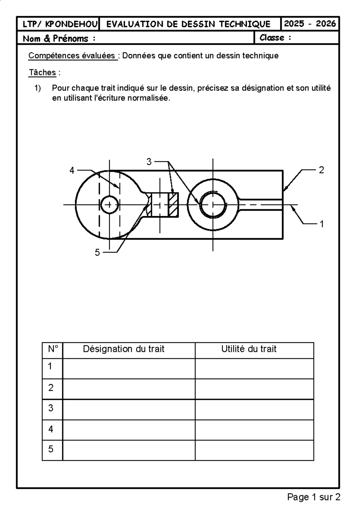 Évaluation 2nde F1 - Projection Orthogonale en Dessin Technique 2025 ...