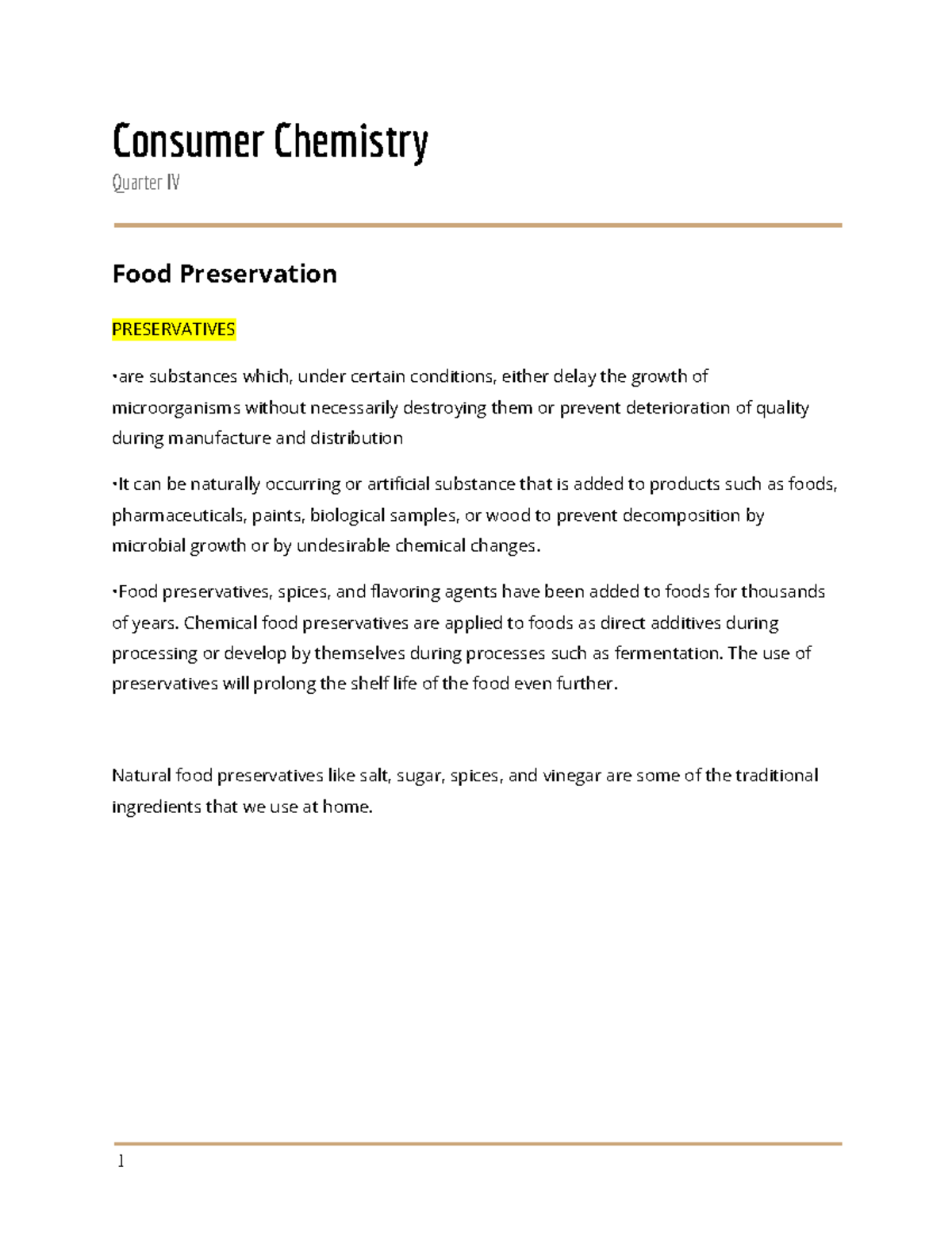 Consumer Chemistry Q4: Food Preservation & Natural vs. Artificial ...