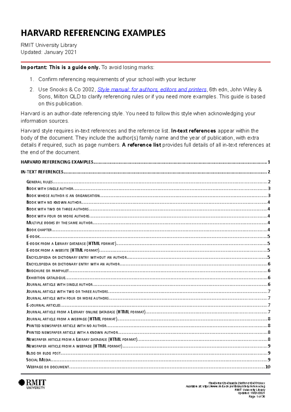 Harvard referencing examples - HARVARD REFERENCING EXAMPLES RMIT ...