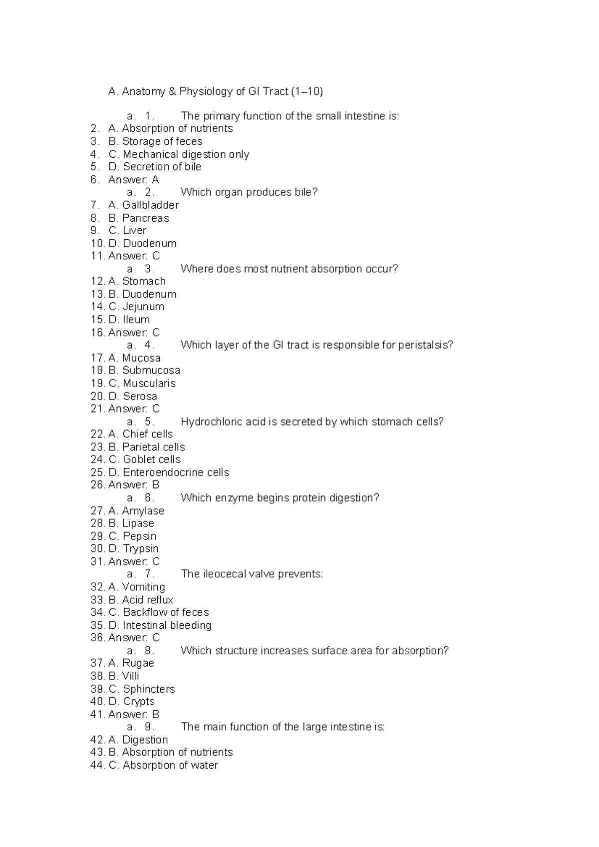MS2 Prelim - Anatomy & Physiology of the GI Tract Notes - Studocu