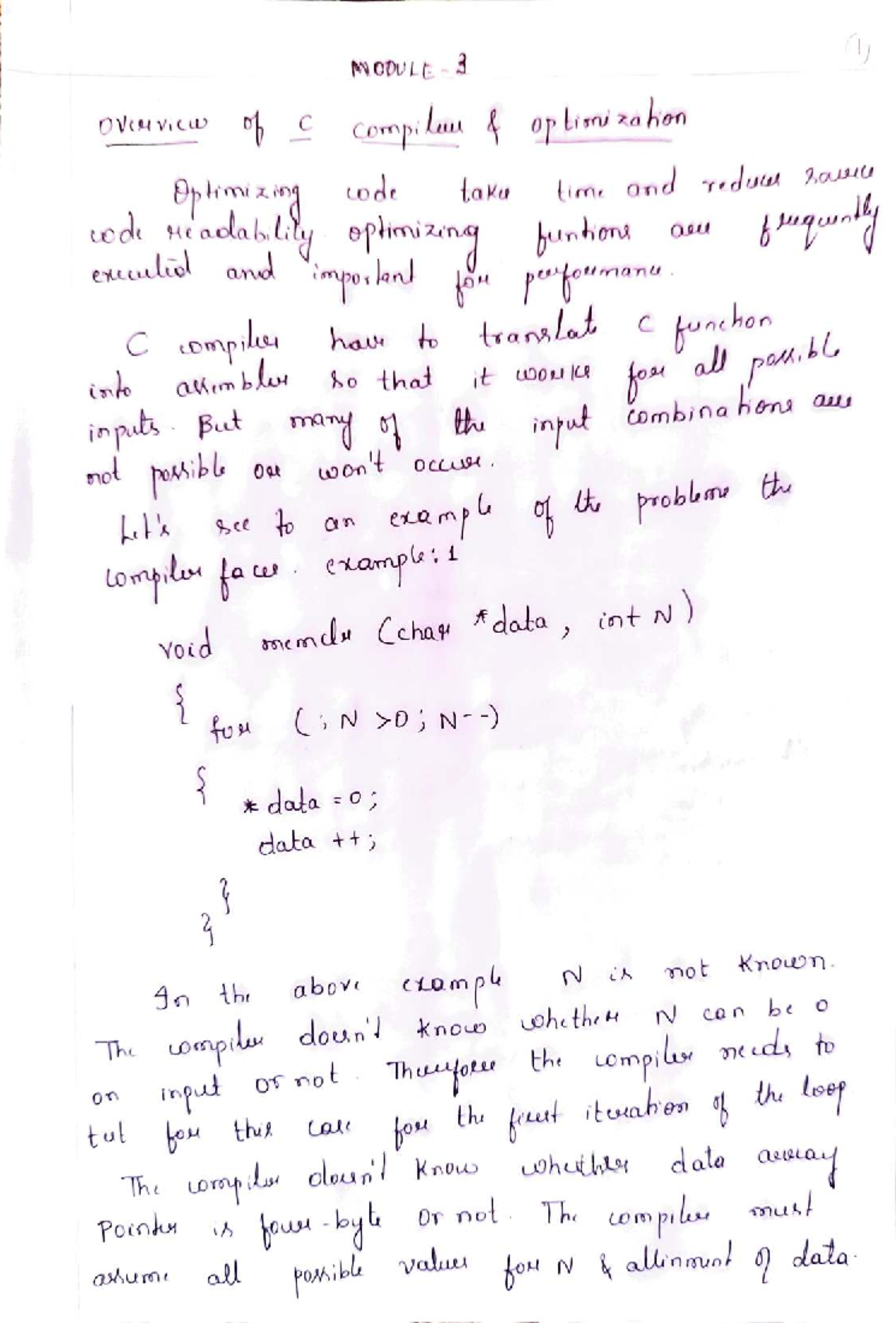 Microcontrollers BCS402 Module 3: C Compiler Optimization Notes - Studocu