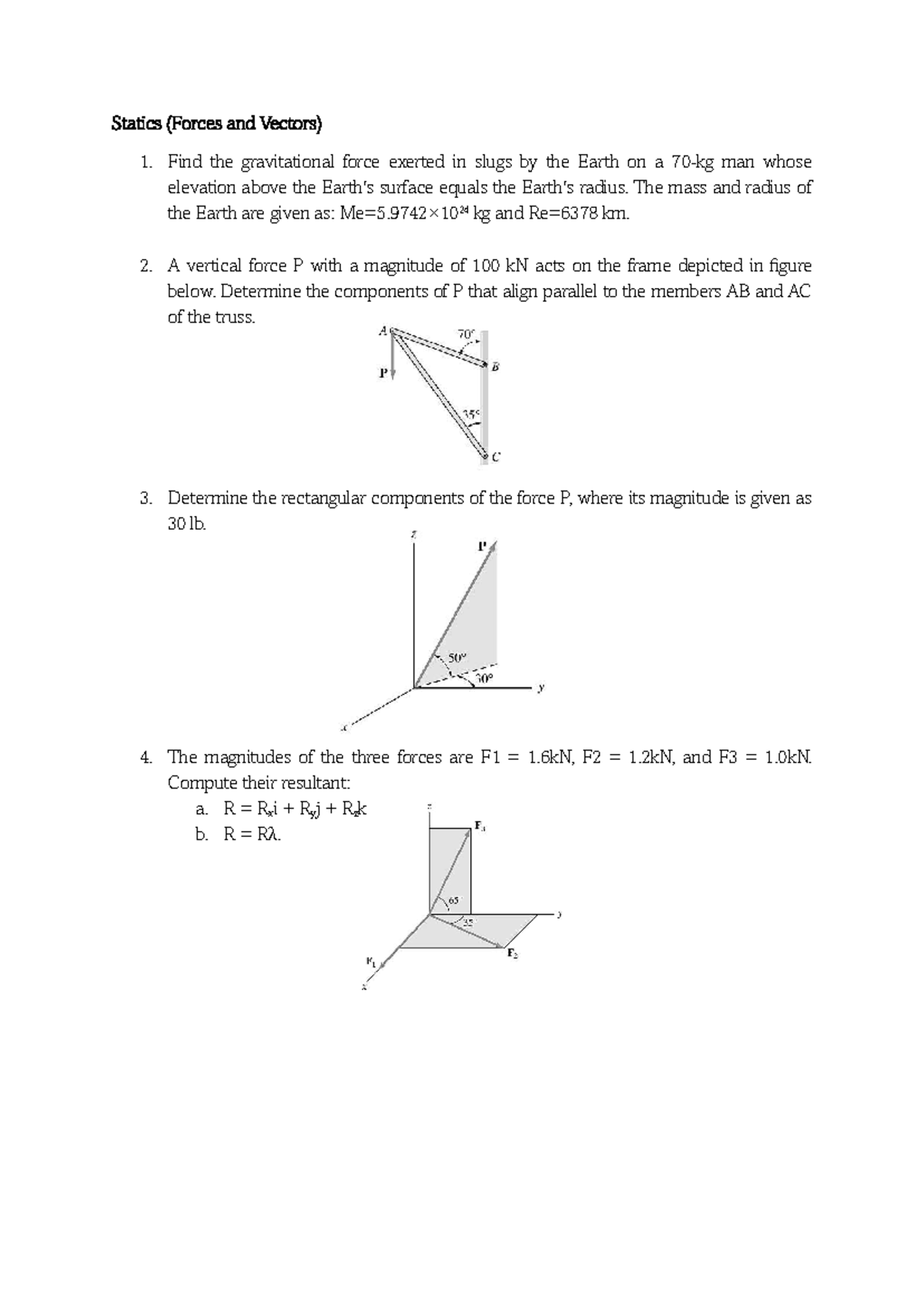 Statics (Forces and Vectors) - Gravitational Force & Truss Analysis ...