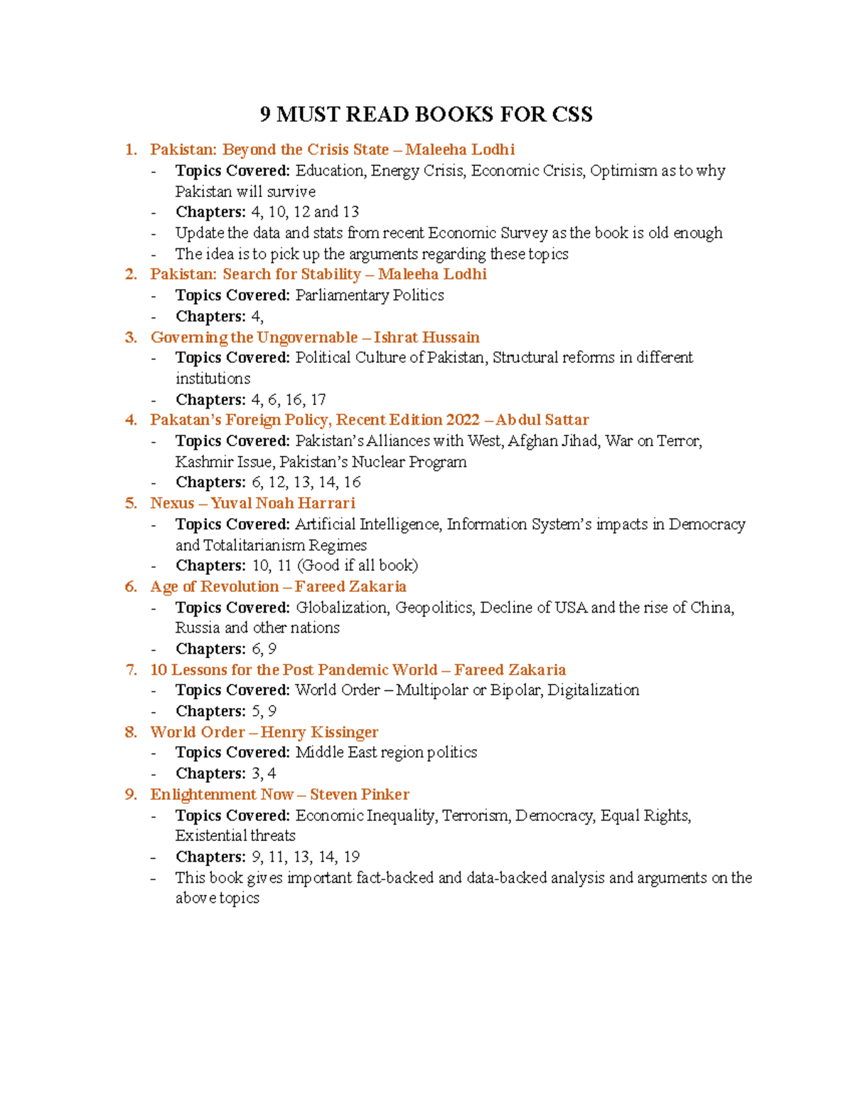 9 Must Read Books for CSS Exam Preparation and Key Topics - Studocu