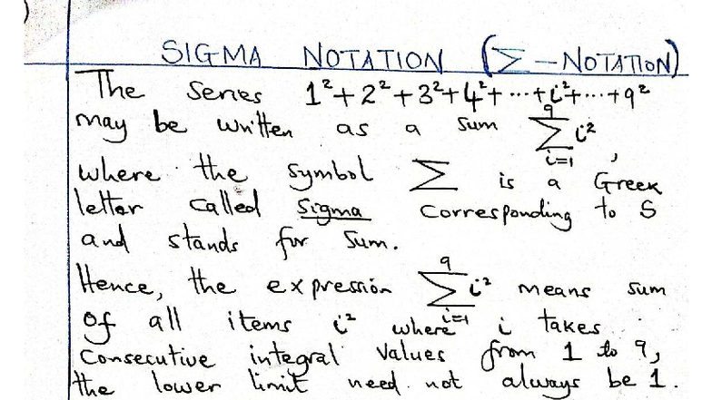 Mathematical Induction and Sigma Notation Explained - Studocu