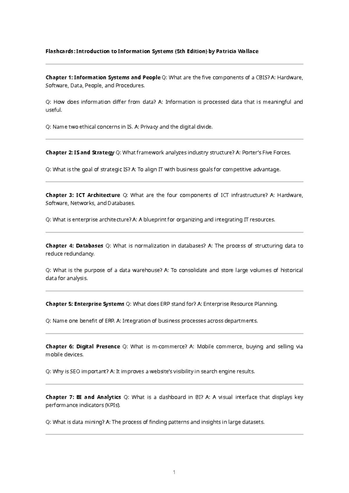 IS 101 Flashcards: Intro to Information Systems (5th Ed) - Studocu