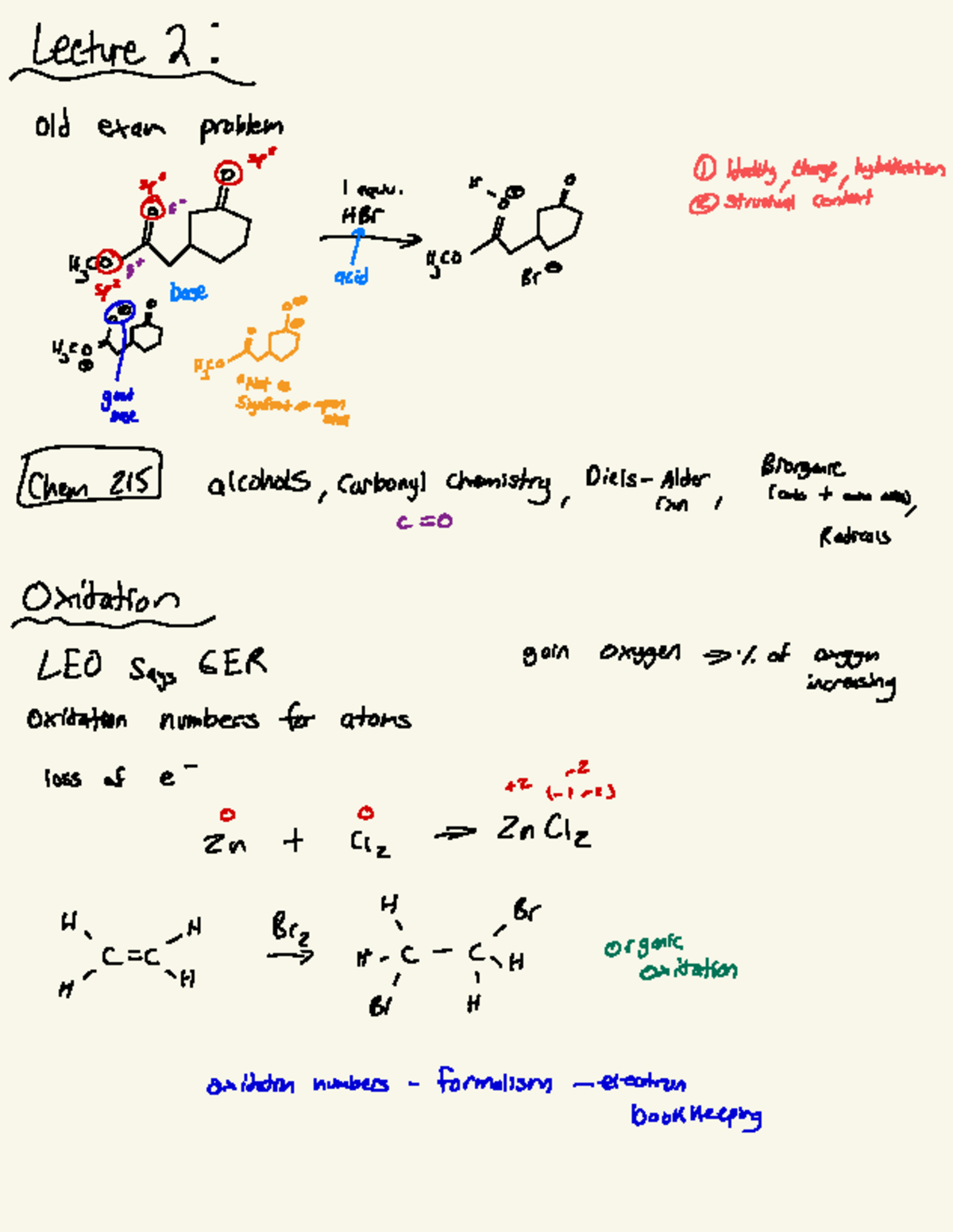 Orgo 2 Lecture Notes on Oxidation and Carbonyl Chemistry - Studocu