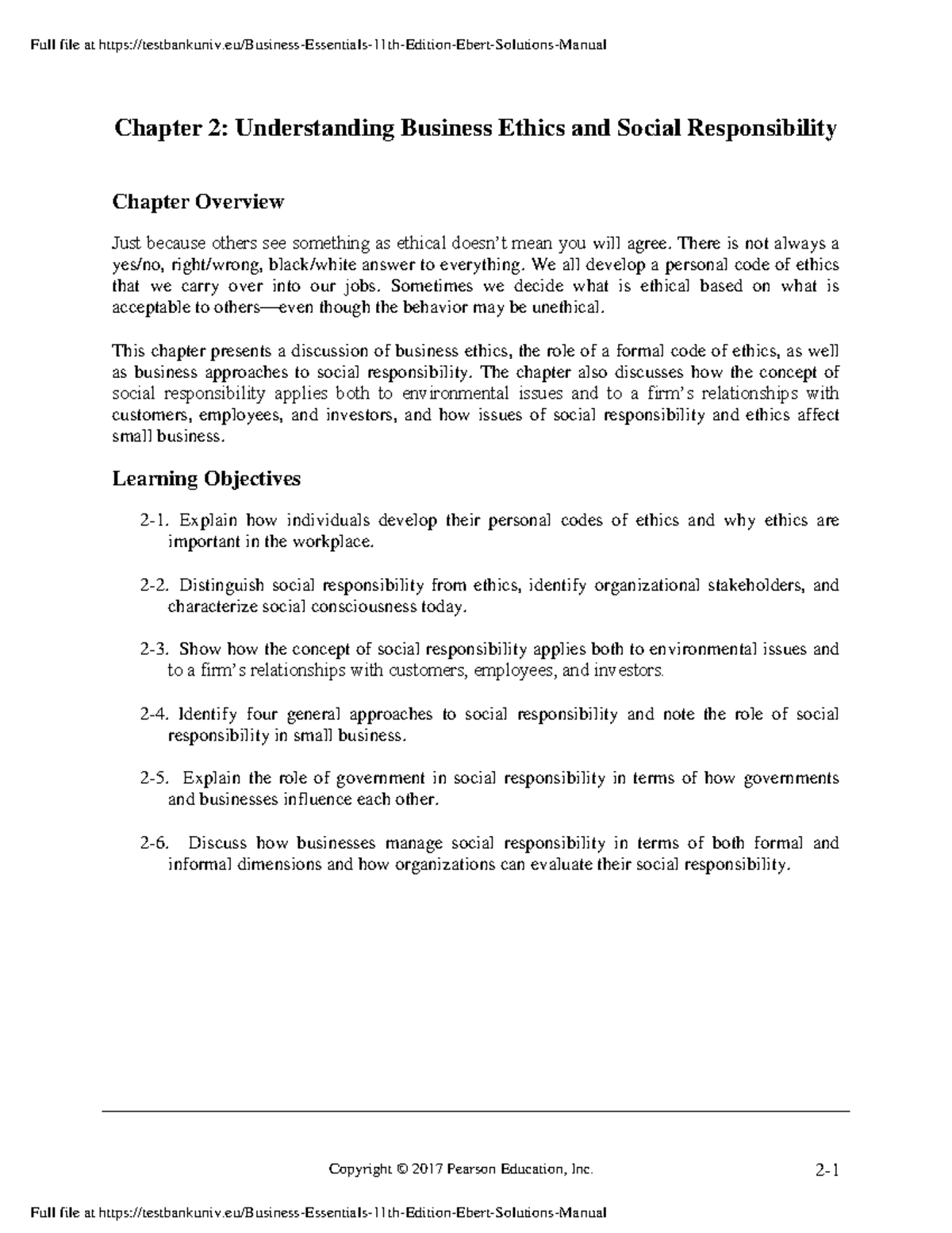 Chapter 2: Understanding Business Ethics & Social Responsibility ...