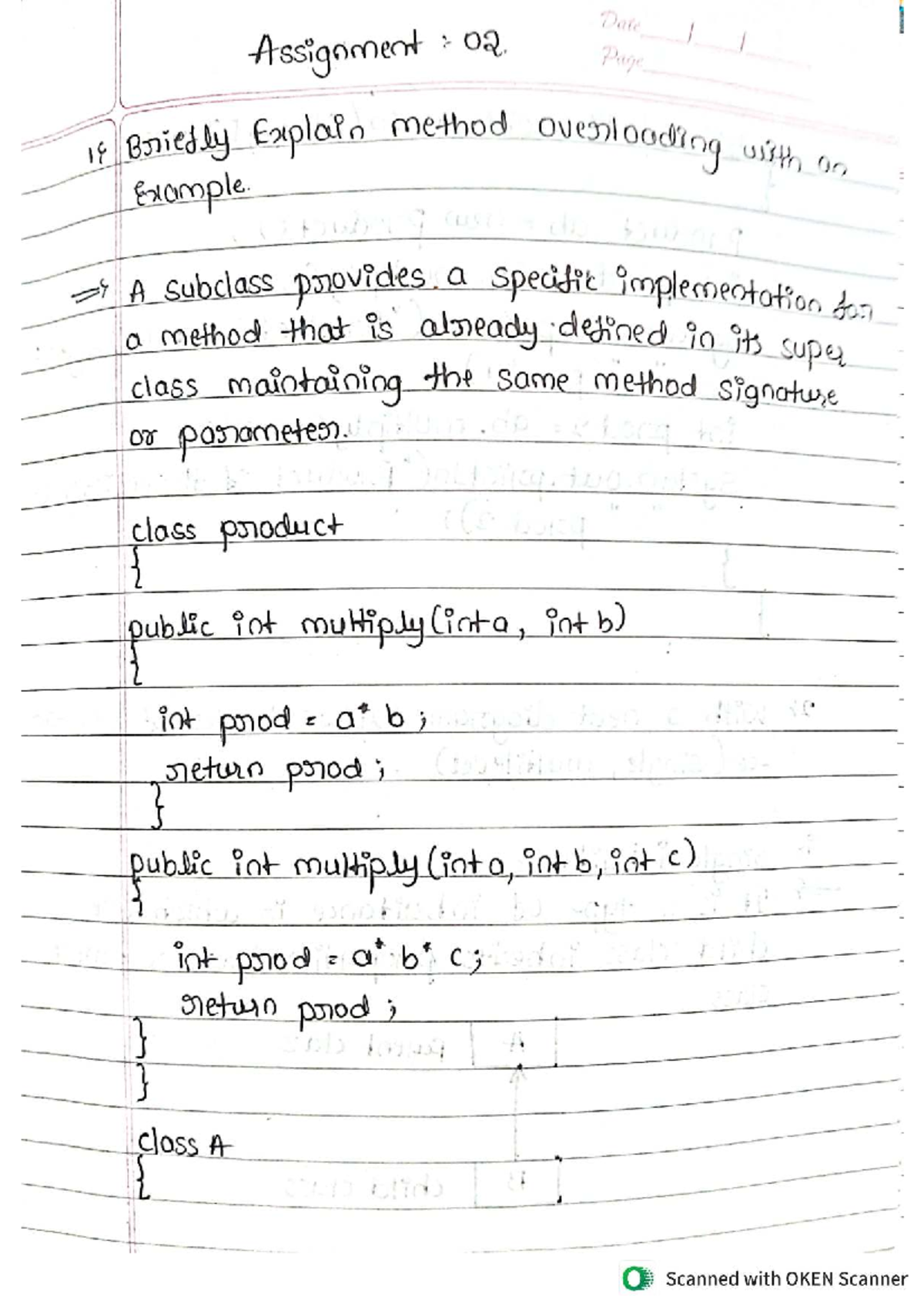 Java Assignment 02: Method Overloading & Inheritance Explained - Studocu