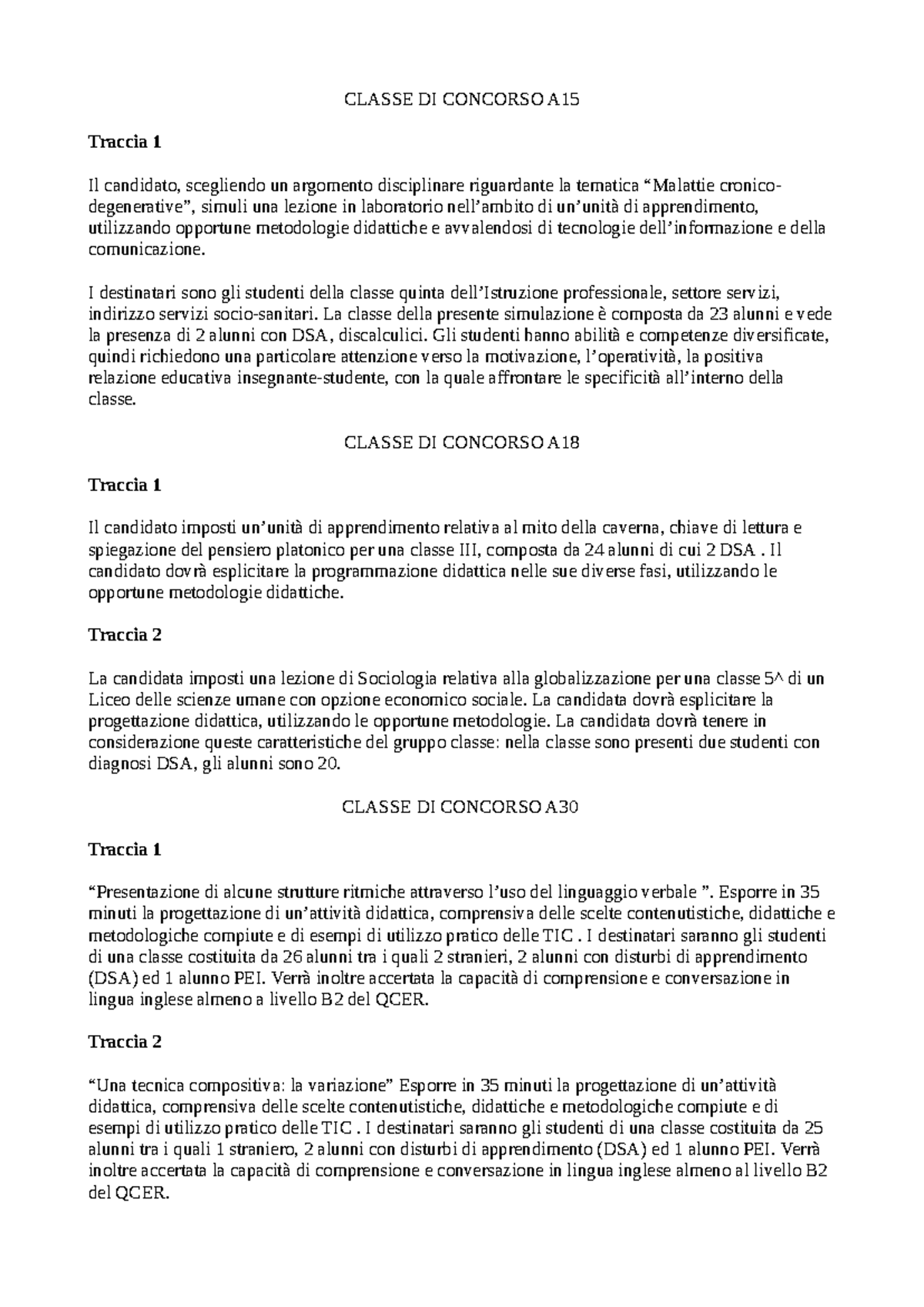 Prova Orale Concorso Docenti Secondaria - Esempio 2 - Studocu