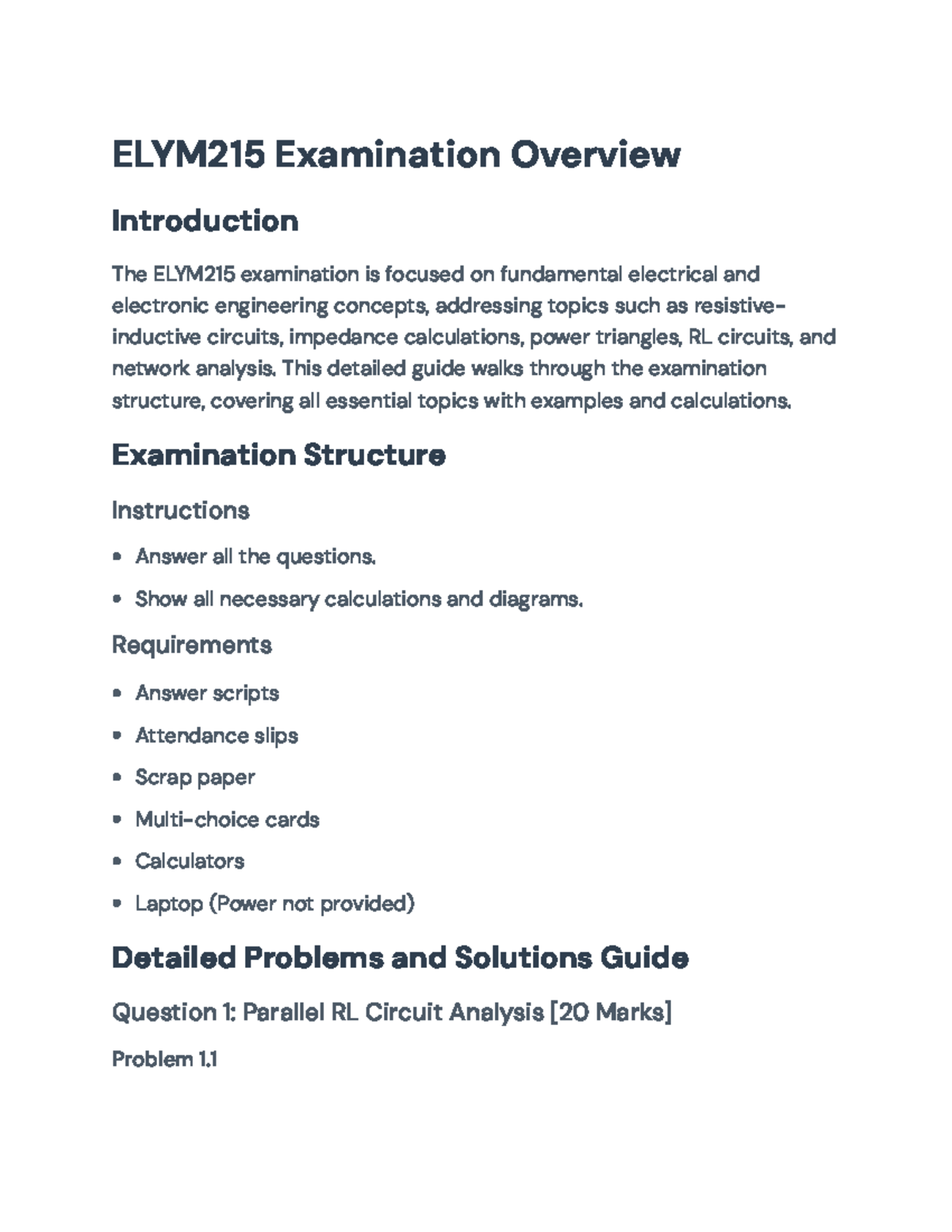 ELYM215 Final Exam Guide: Electrical and Electronic Engineering ...
